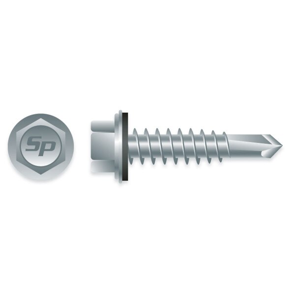 #12 x 3" HWH ZINC PLATED SELF-DRILLING SCREWS w/BONDED WASHER 1M Box | FastenerUSA